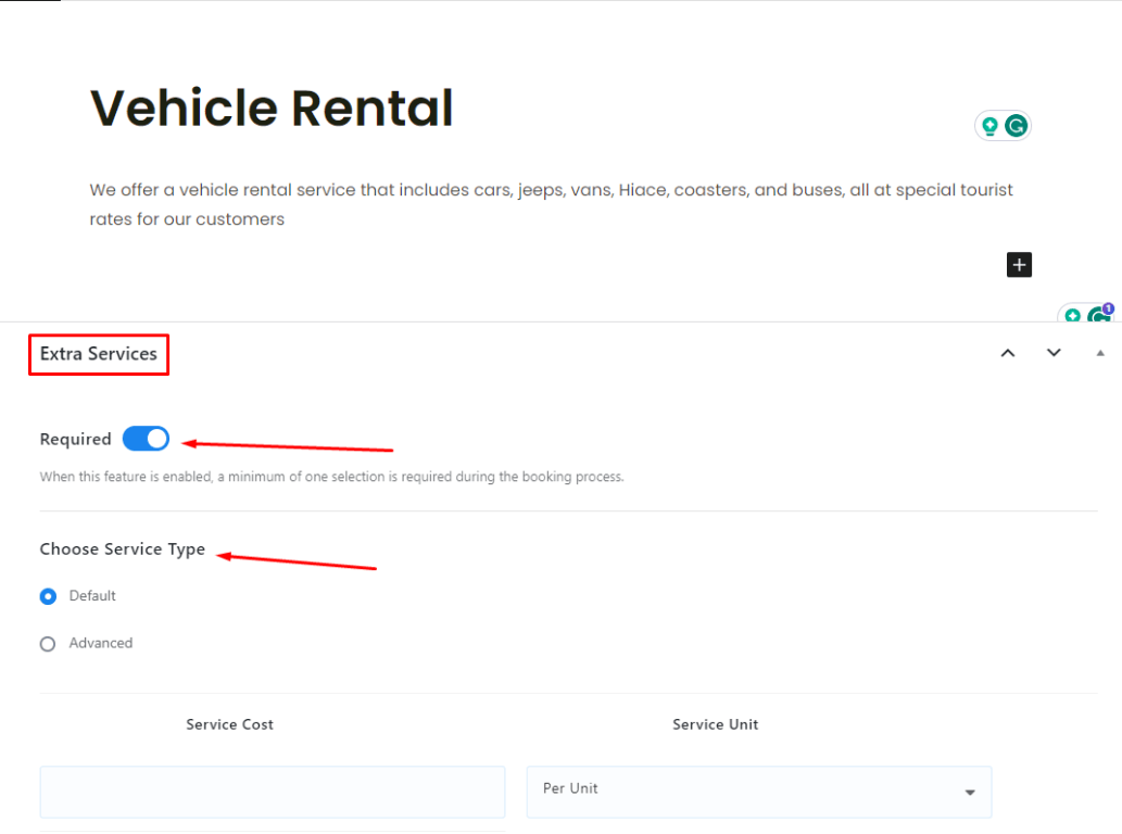 Extra Services - WP Travel Engine Documentation