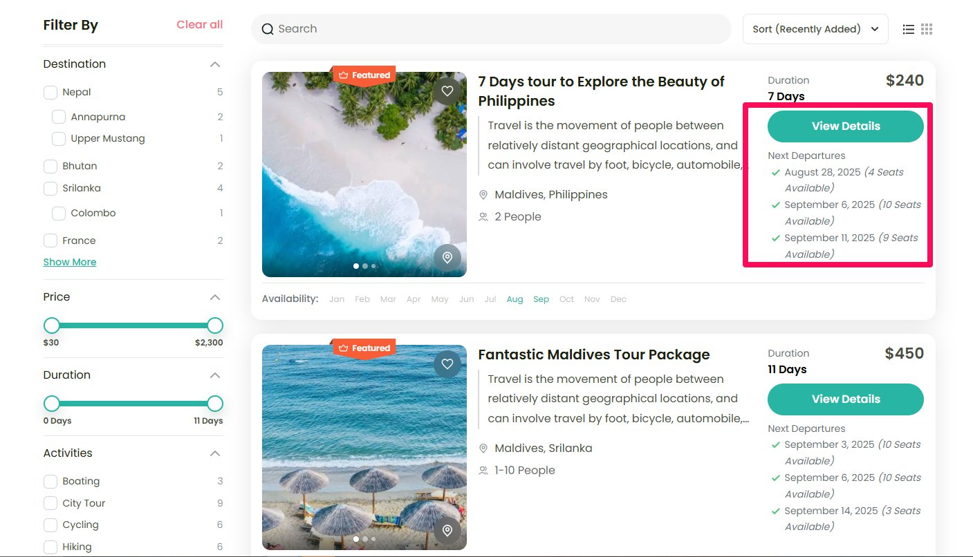 Trip Fixed Starting Dates - WP Travel Engine Documentation
