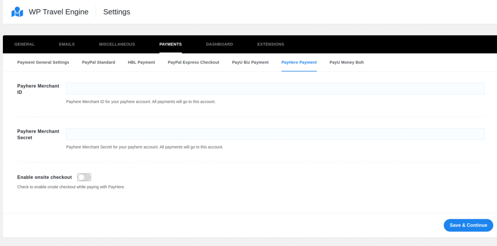 PayHere Payment Gateway - WP Travel Engine Documentation