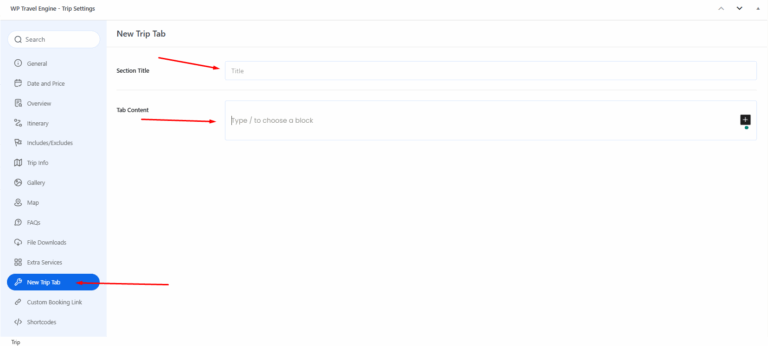 How to add a new trip tab - WP Travel Engine Documentation