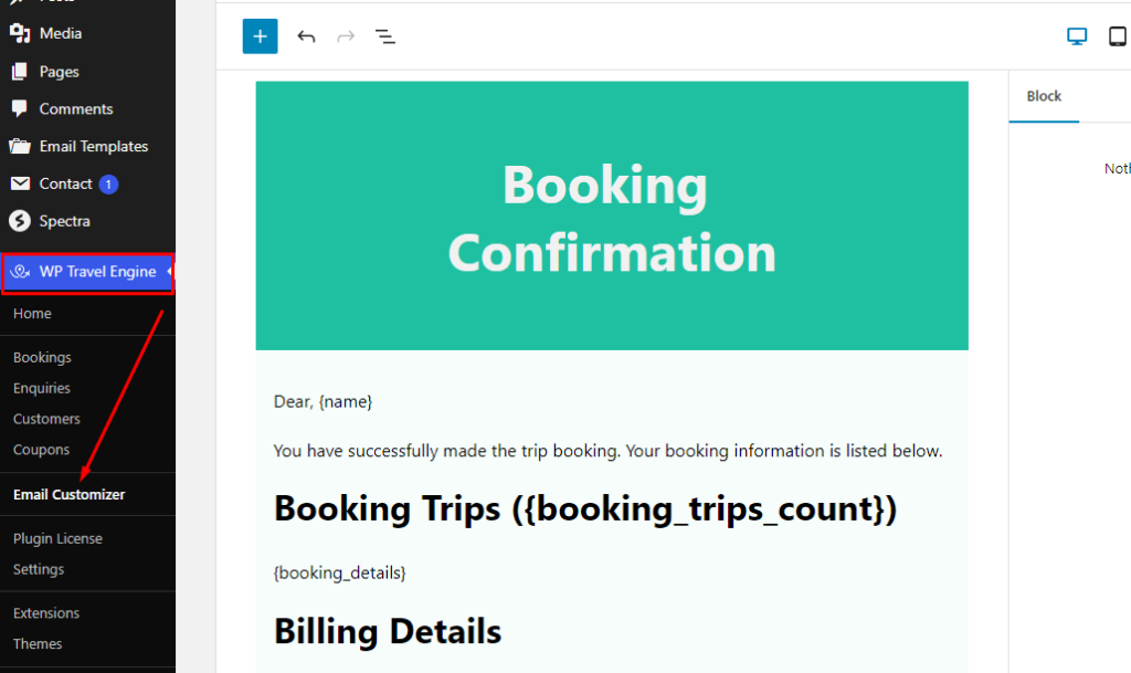 Email Customizer - WP Travel Engine Documentation