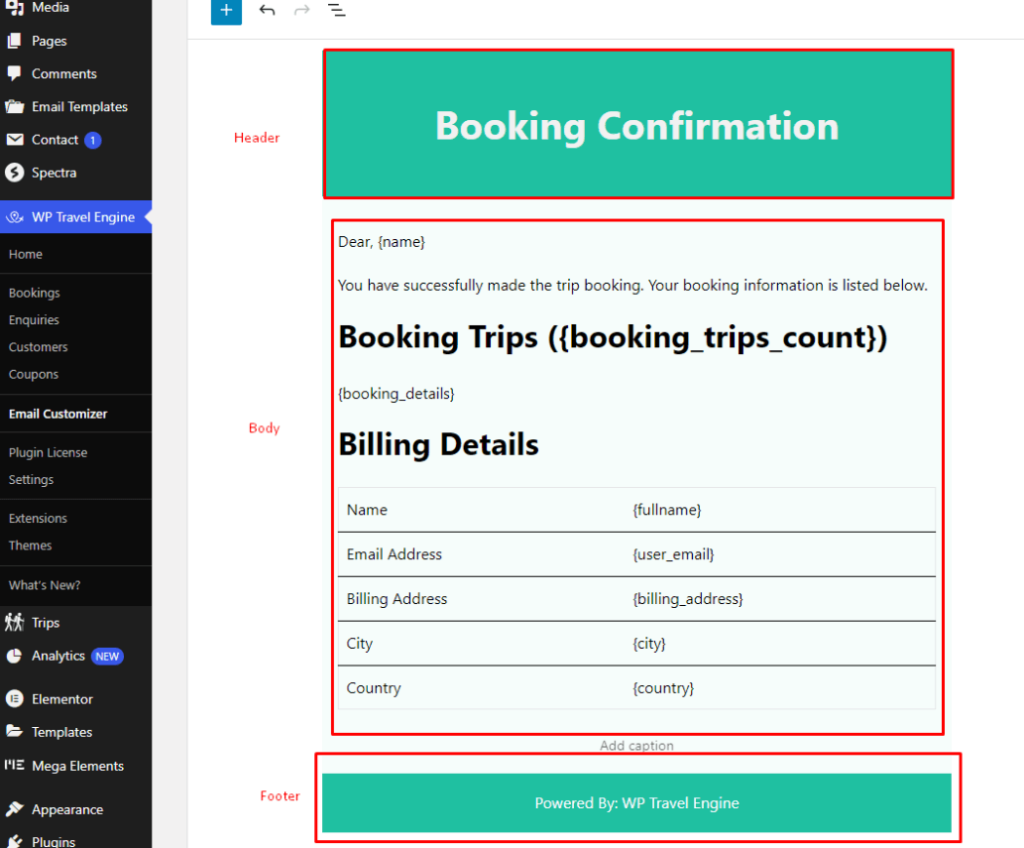 Email Customizer - WP Travel Engine Documentation