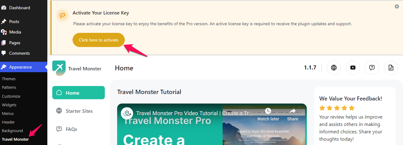 How To Activate Travel Monster Pro License - WP Travel Engine Documentation