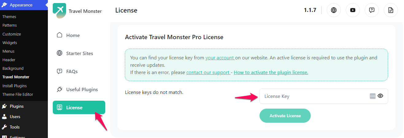 How To Activate Travel Monster Pro License - WP Travel Engine Documentation
