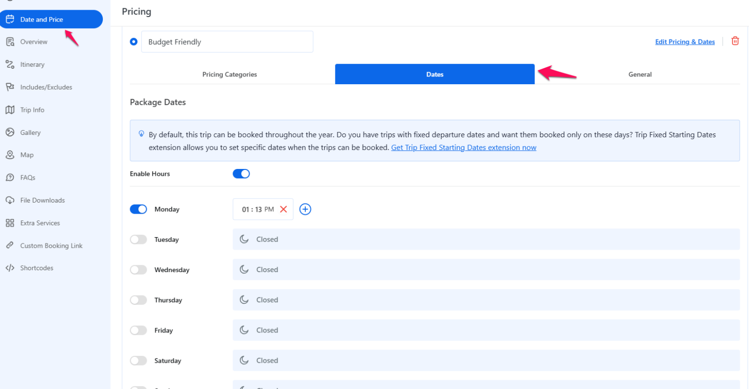 How to add Date and Price Info? - WP Travel Engine Documentation
