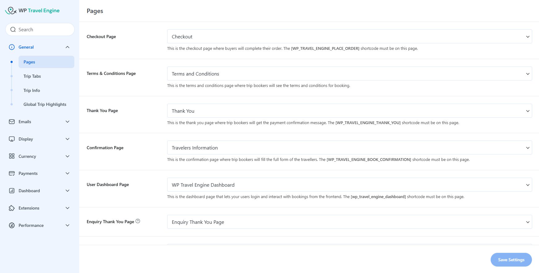 How to configure Predefined Pages? - WP Travel Engine Documentation