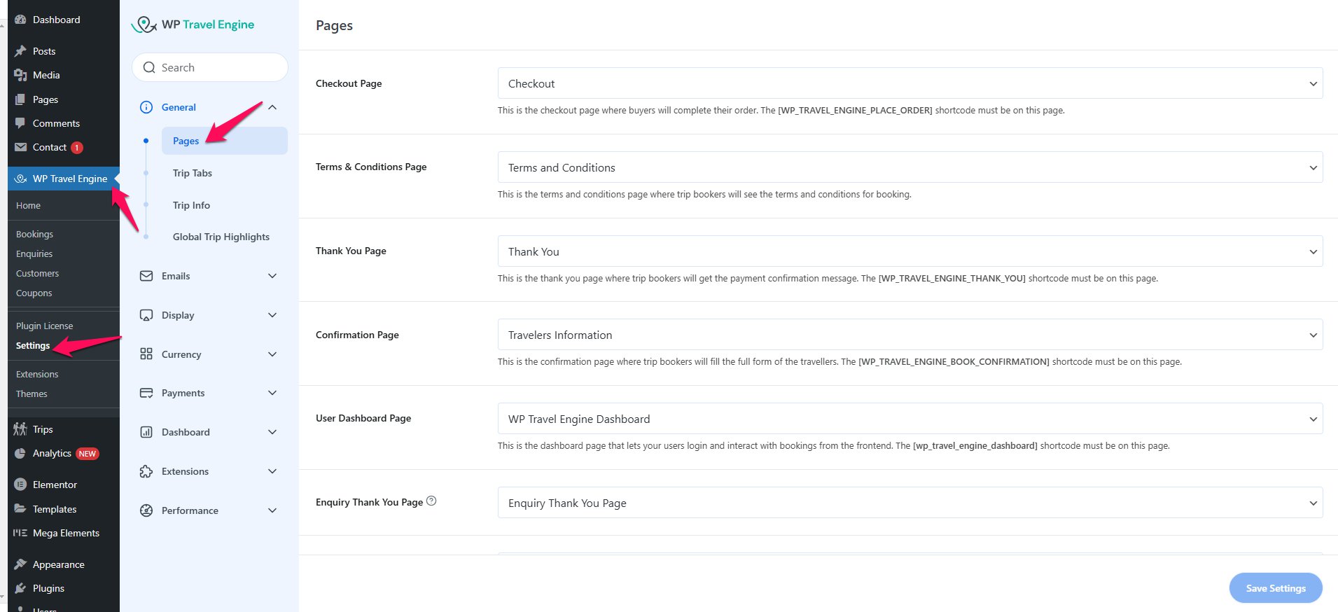 How to configure Predefined Pages? - WP Travel Engine Documentation