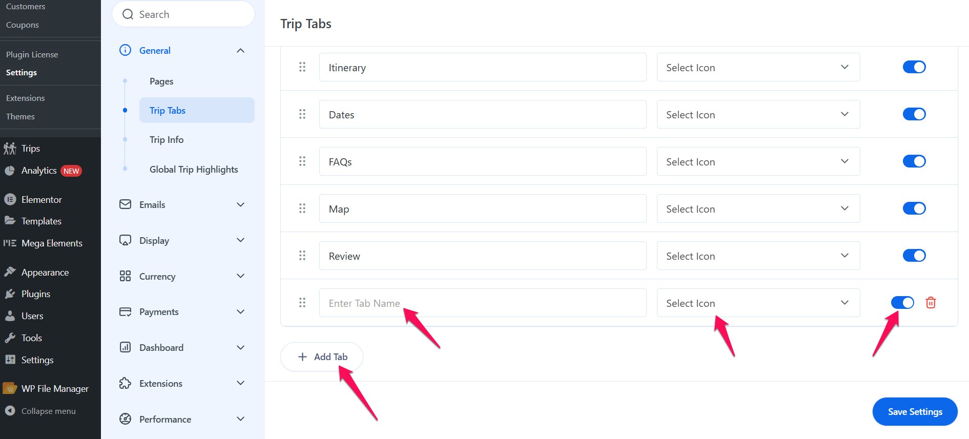 How to configure Trip Tabs Settings? - WP Travel Engine Documentation