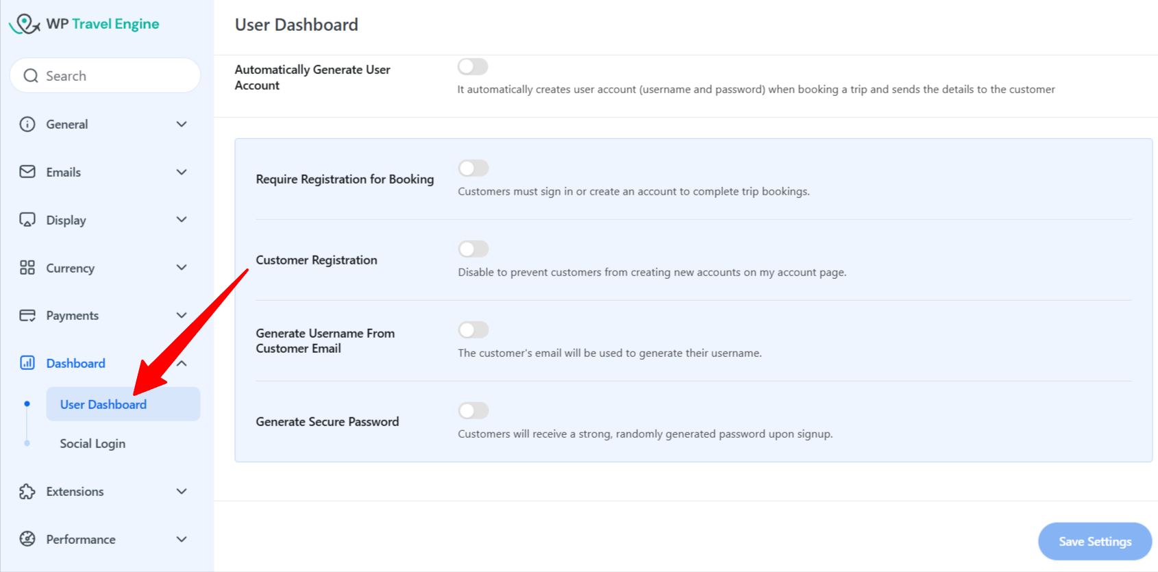 How to configure User Dashboard? - WP Travel Engine Documentation