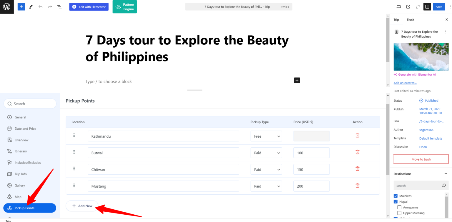 Pickup Points - WP Travel Engine Documentation