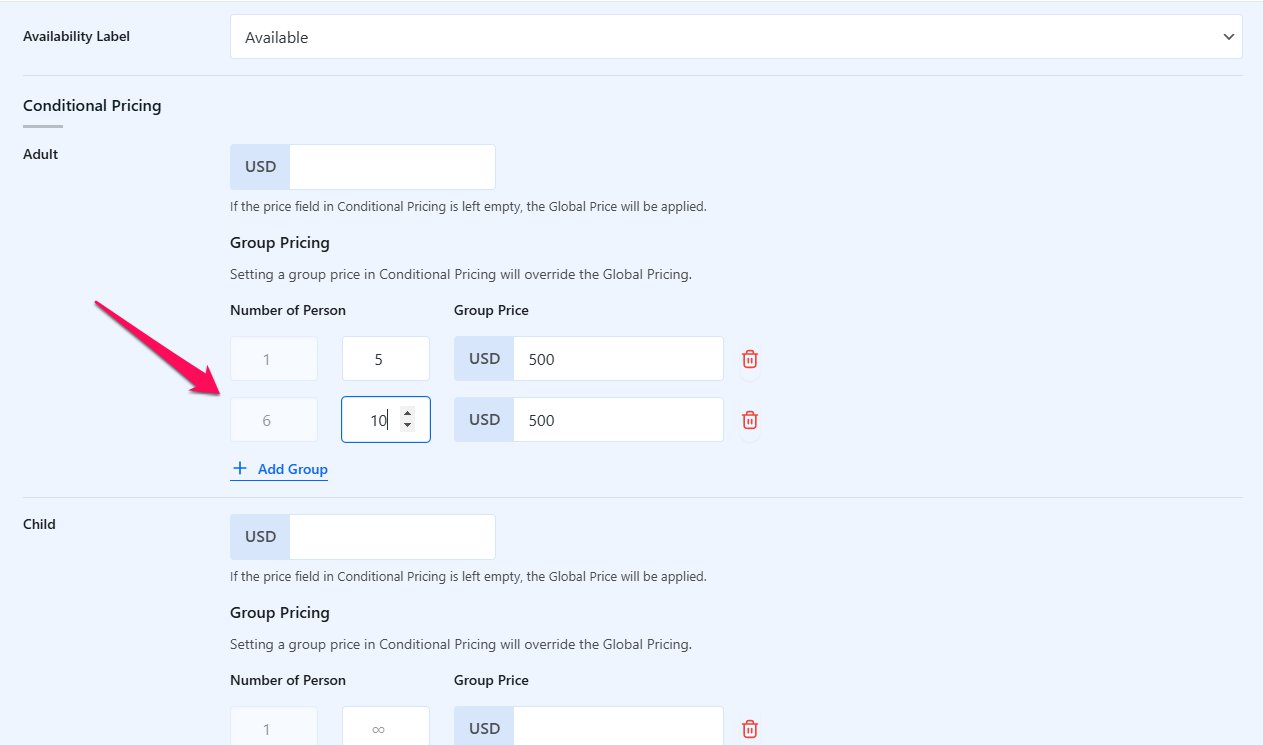 Conditional Price - WP Travel Engine Documentation