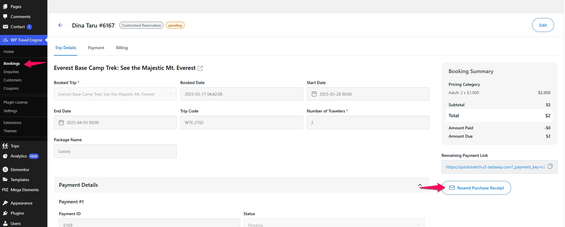 How to resend the booking confirmation email - WP Travel Engine ...