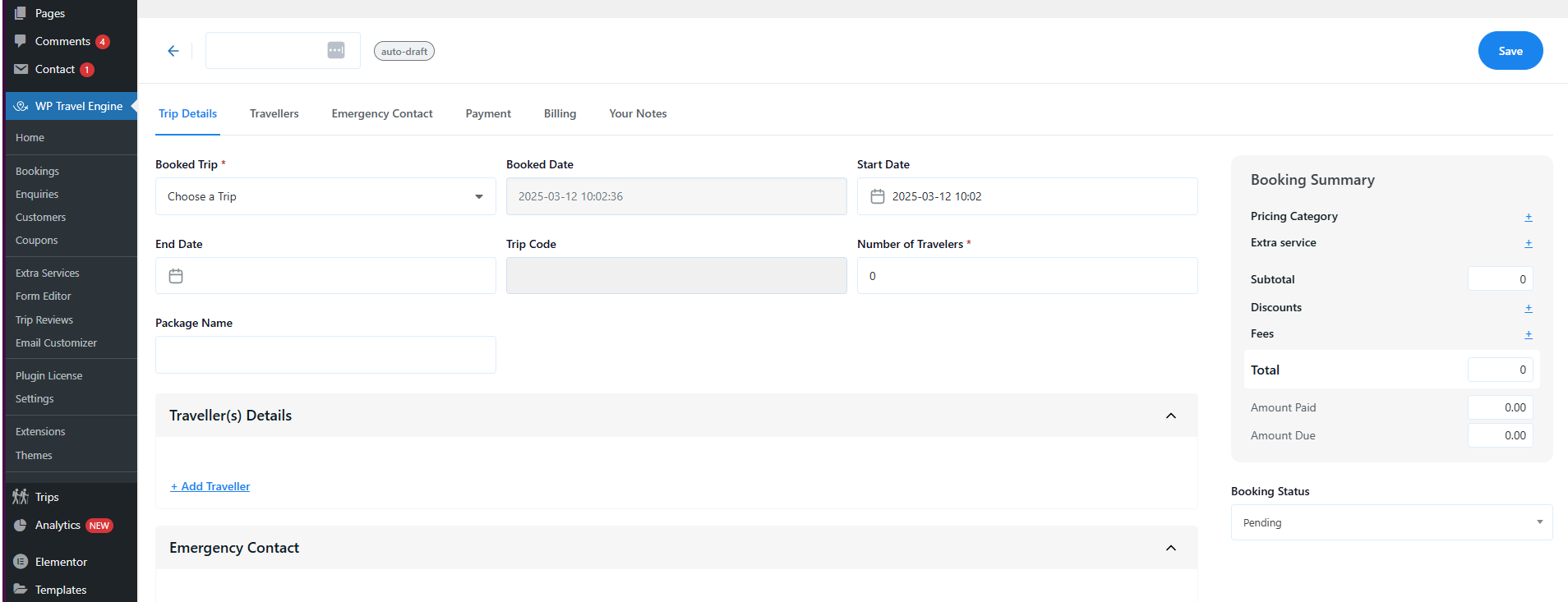 How to View and Manage Trip Bookings ? - WP Travel Engine Documentation
